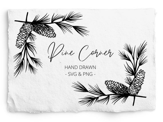 Pine Corner Frame SVG Pine Bough SVG and PNG Pine Cone - Etsy