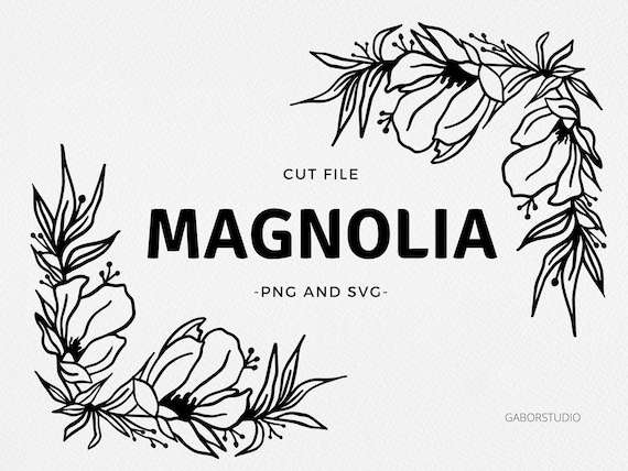 Magnolia Corner Cut File SVG and PNG Corner Frame Cricut - Etsy
