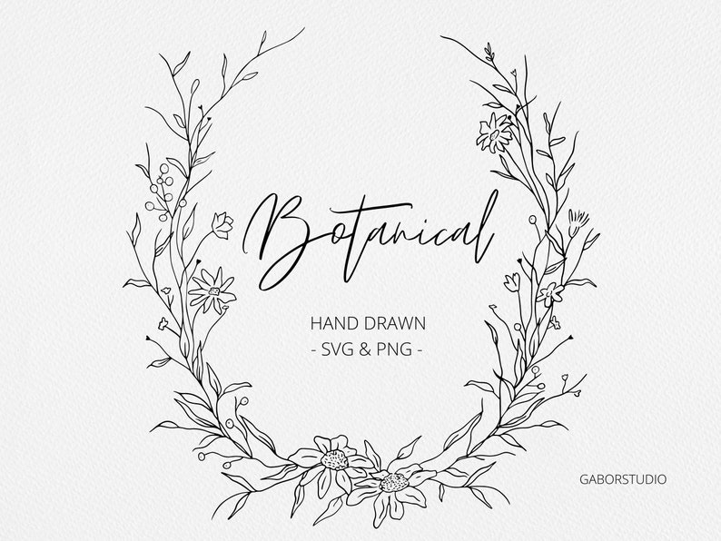 Botanical Wild Flower SVG Hand Drawn Floral Frame Botanical - Etsy