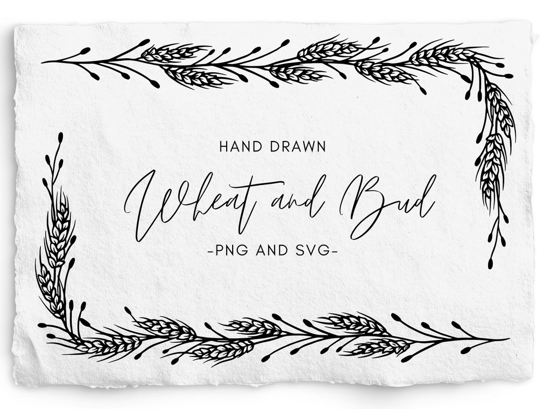 Wheat and Bud Corner Border Frame SVG, Harvest SVG Border, Engraving ...