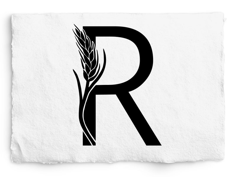 Wheat R SVG Graphic Hand Drawn Letter R Monogram Logo - Etsy