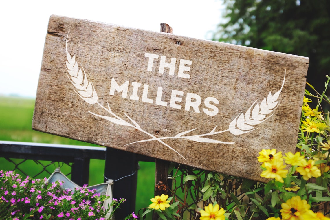 Wheat Frame SVG Monogram Hand Drawn Emblem Cricut Cut - Etsy