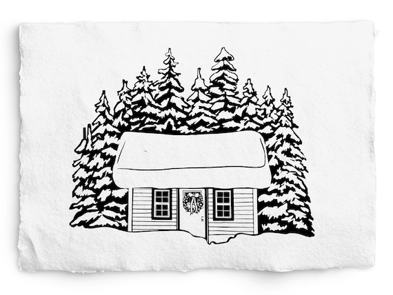 Winter Cabin SVG Snow Covered House Christmas Cabin - Etsy