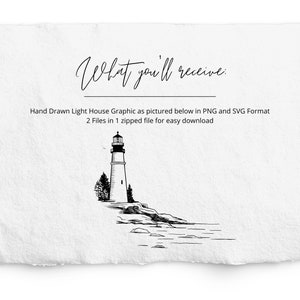 Lighthouse SVG Graphic, Hand Drawn, Sublimation, Digi Stamp, Engraving ...