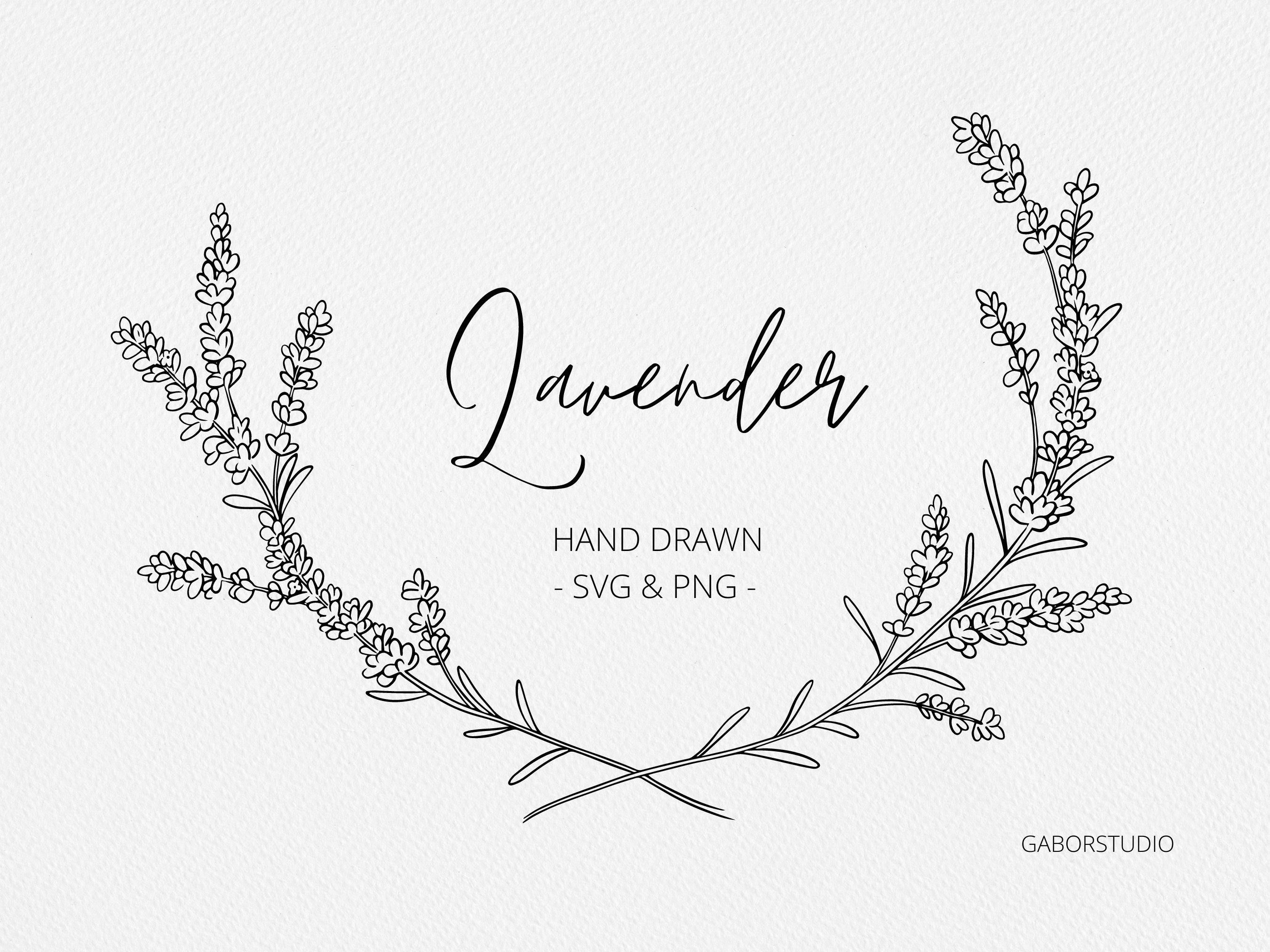 Lavender SVG Hand Drawn Lavender Wreath Frame Botanical | Etsy UK