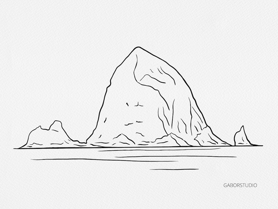 Haystack Rock SVG Oregon, Canon Beach Travel PNG, Clipart, Hand Drawn ...