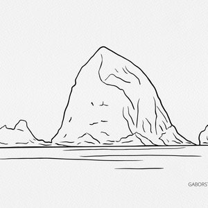 Haystack Rock SVG Oregon, Canon Beach Travel PNG, Clipart, Hand Drawn ...