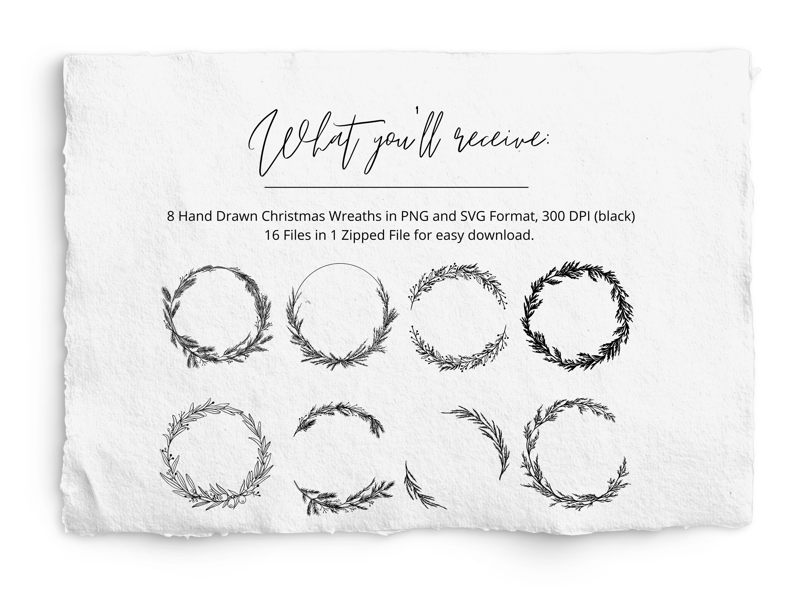 Christmas Wreath Bundle, 8 Wreaths Plus Bonus Water-colour Wreath, PNG ...