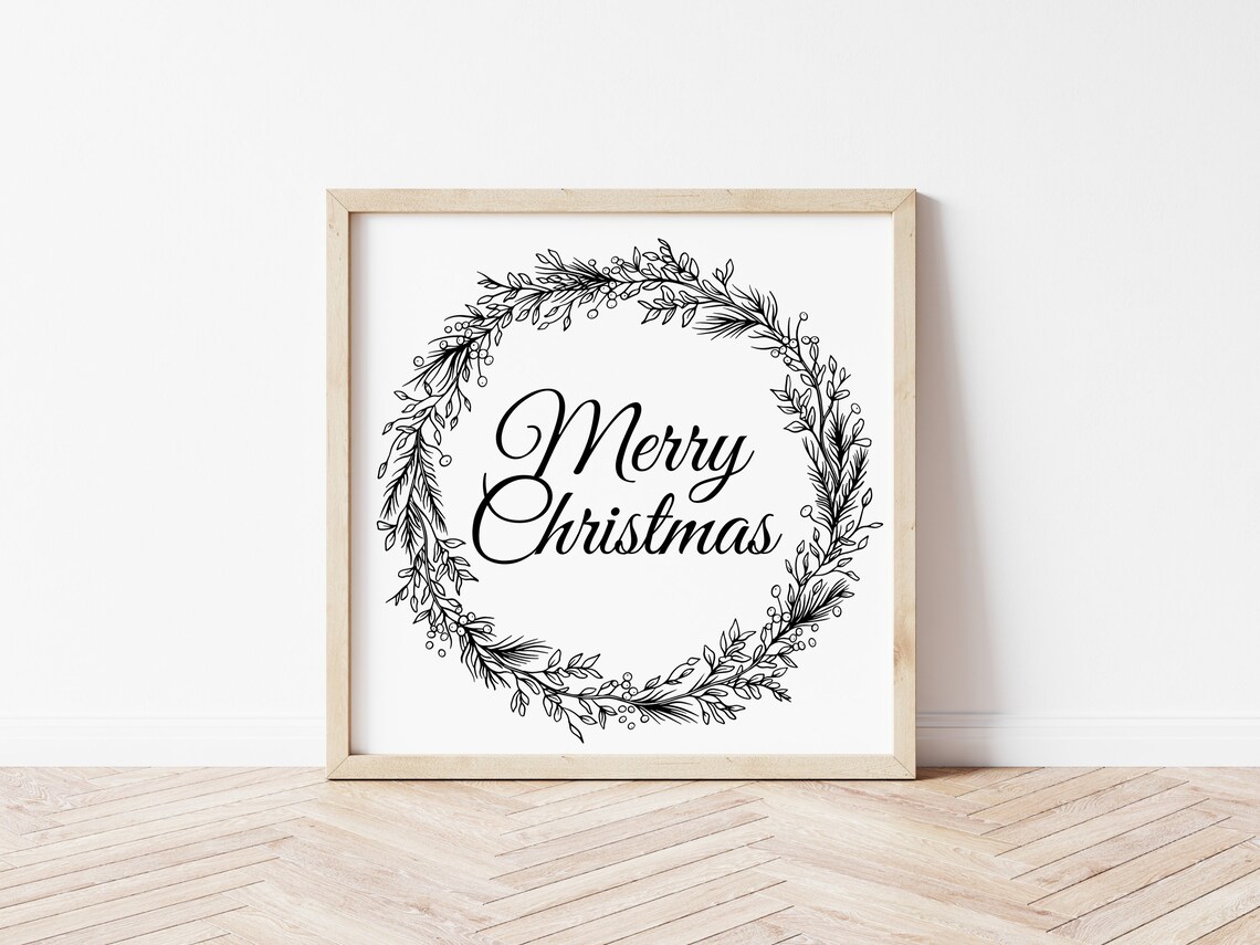 Christmas Wreath SVG, Berries and Leaves, Laser Engraving, PNG, Hand ...