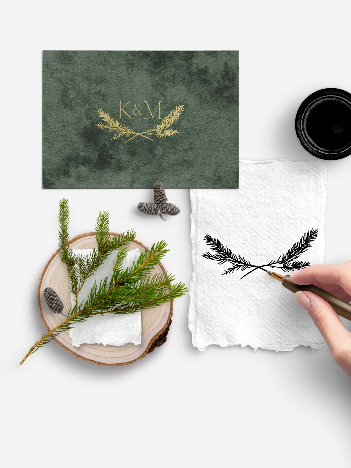 Pine Monogram SVG Forest Wedding Graphic Holiday Botanical | Etsy