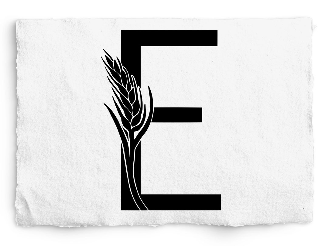 Wheat E SVG Graphic, Hand Drawn Letter E Monogram, Logo Design, Solid ...