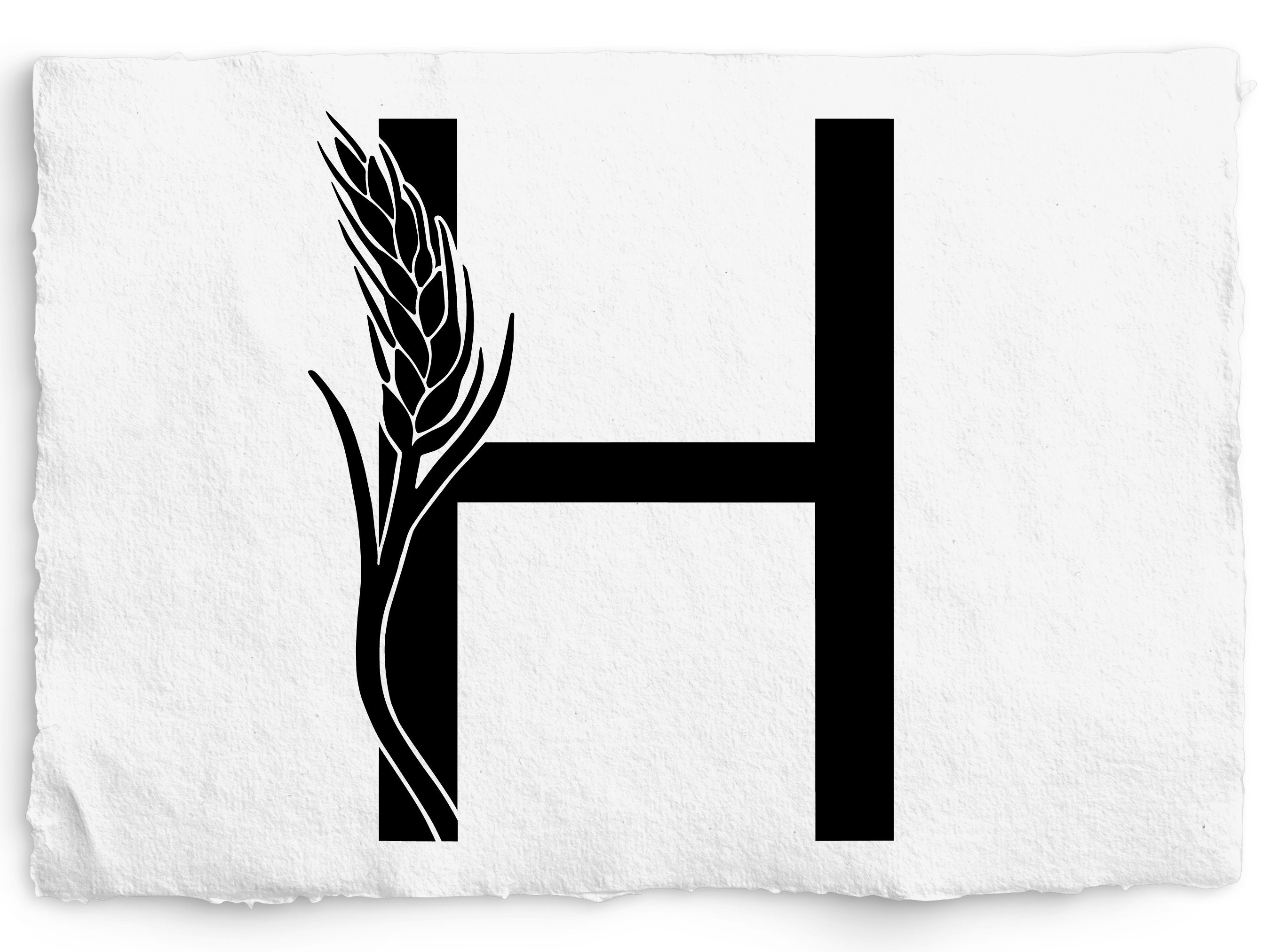 Wheat H SVG Graphic, Hand Drawn Letter H Monogram, Logo Design, Solid ...