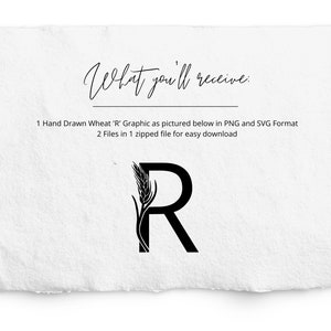Wheat R SVG Graphic, Hand Drawn Letter R Monogram, Logo Design, Solid ...