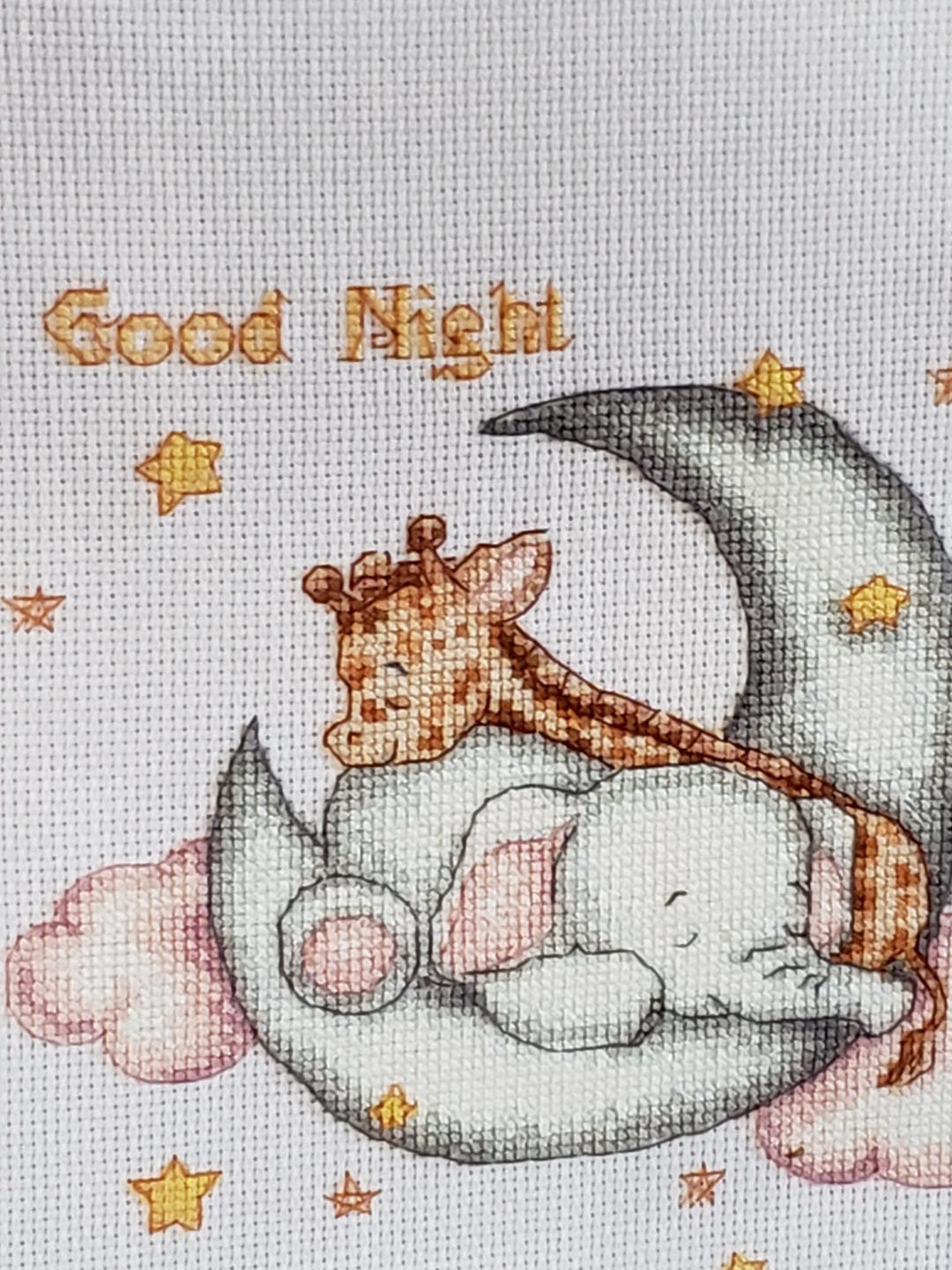Baby Giraffe & Elephant Counted Cross Stitch: Framed Nursery Art - Etsy