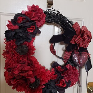 Gothic Wreath, Black Gothic Wreath, Black, Red and Burgundy Gothic ...