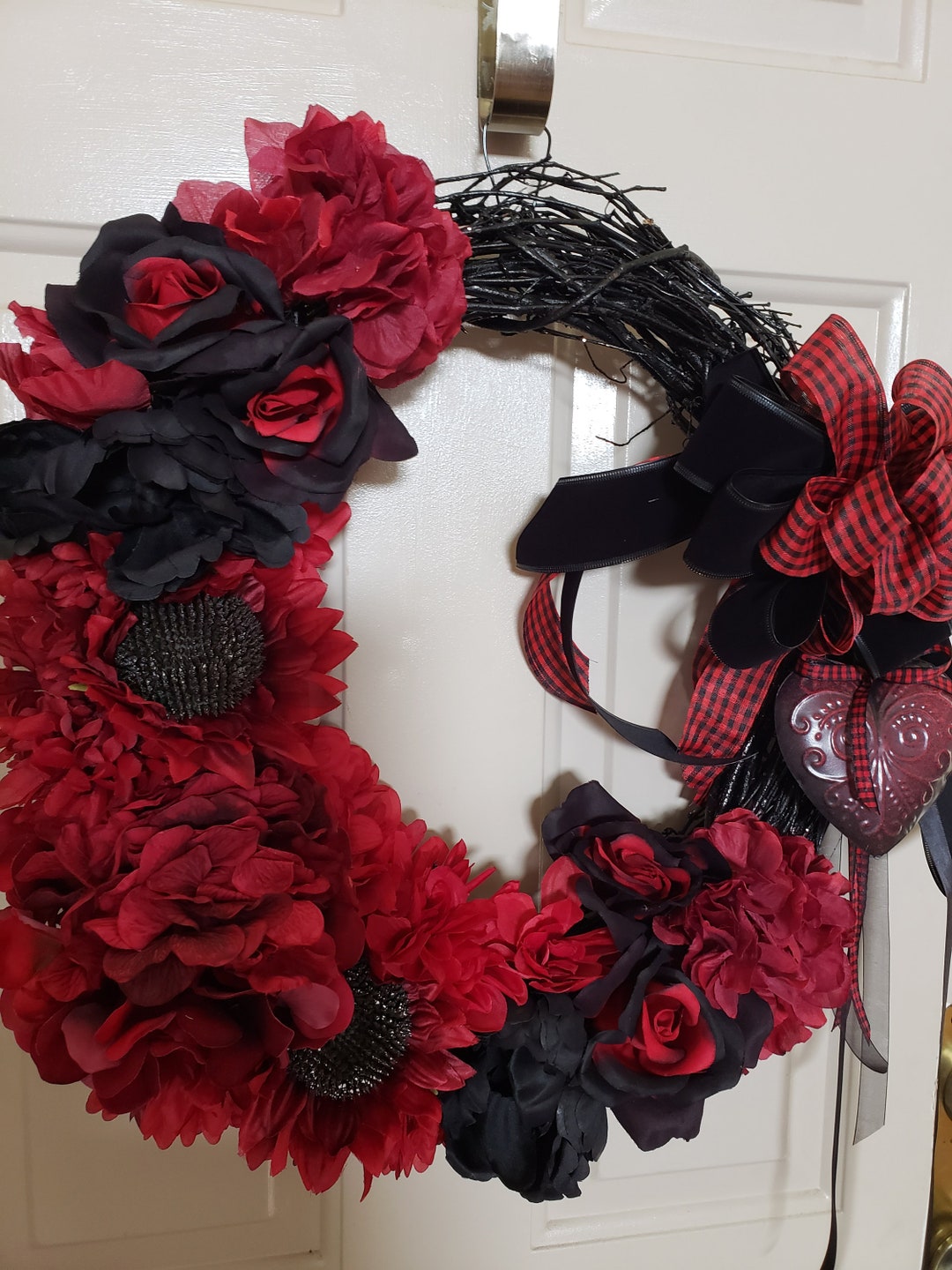 Gothic Wreath, Black Gothic Wreath, Black, Red and Burgundy Gothic ...