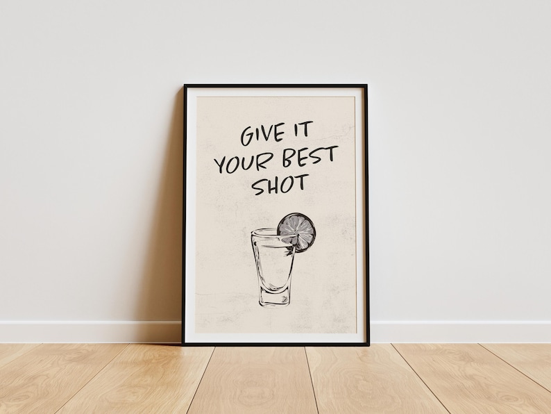 Tequila Shot Digital Print | Bar Cart Art | Trendy Wall Art | Cocktail ...