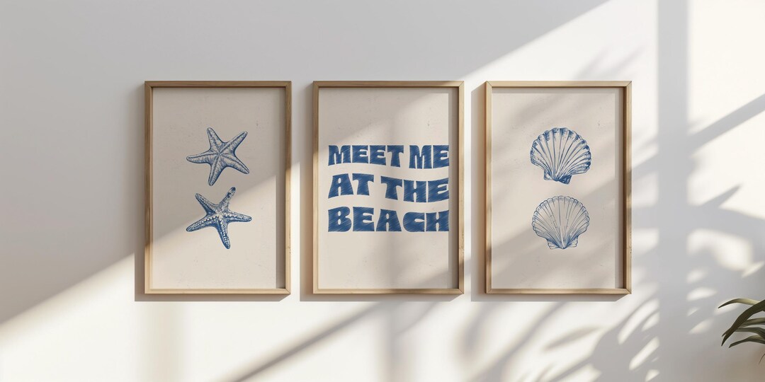 Coastal Wall Art Set | Beach Prints, Starfish, Seashells (digital ...