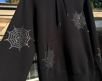 Rhinestone Spider Hoodie - Etsy