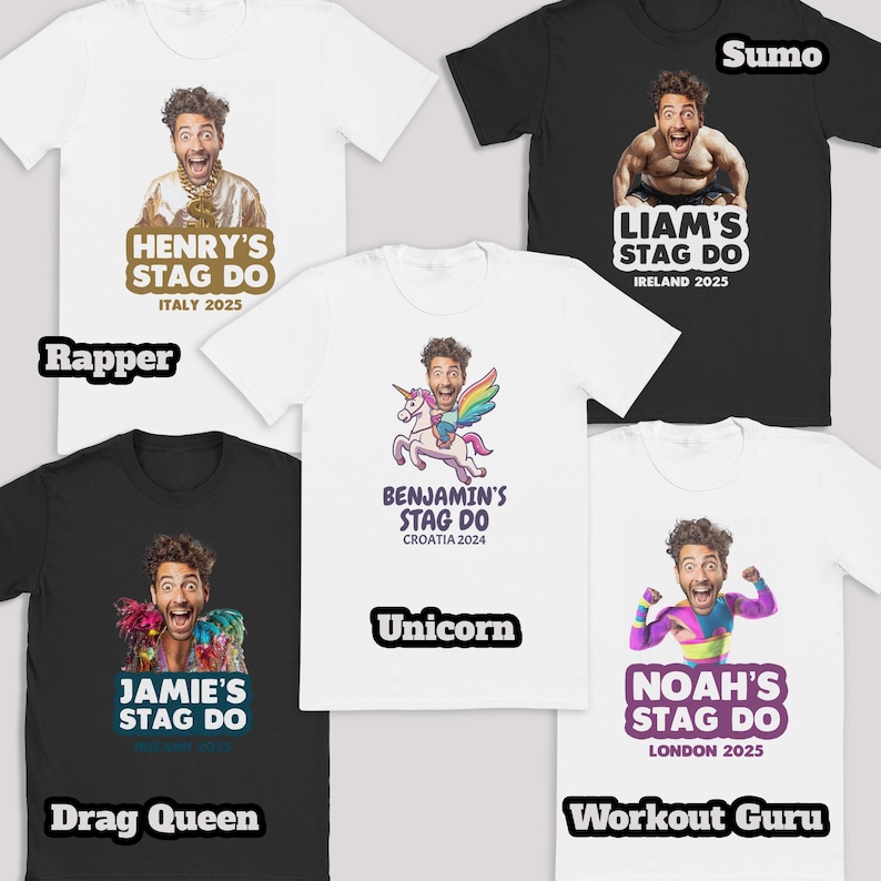 Personalised FACE Stag Do Party T-shirts, It's Game Over, Stag Do Tops ...