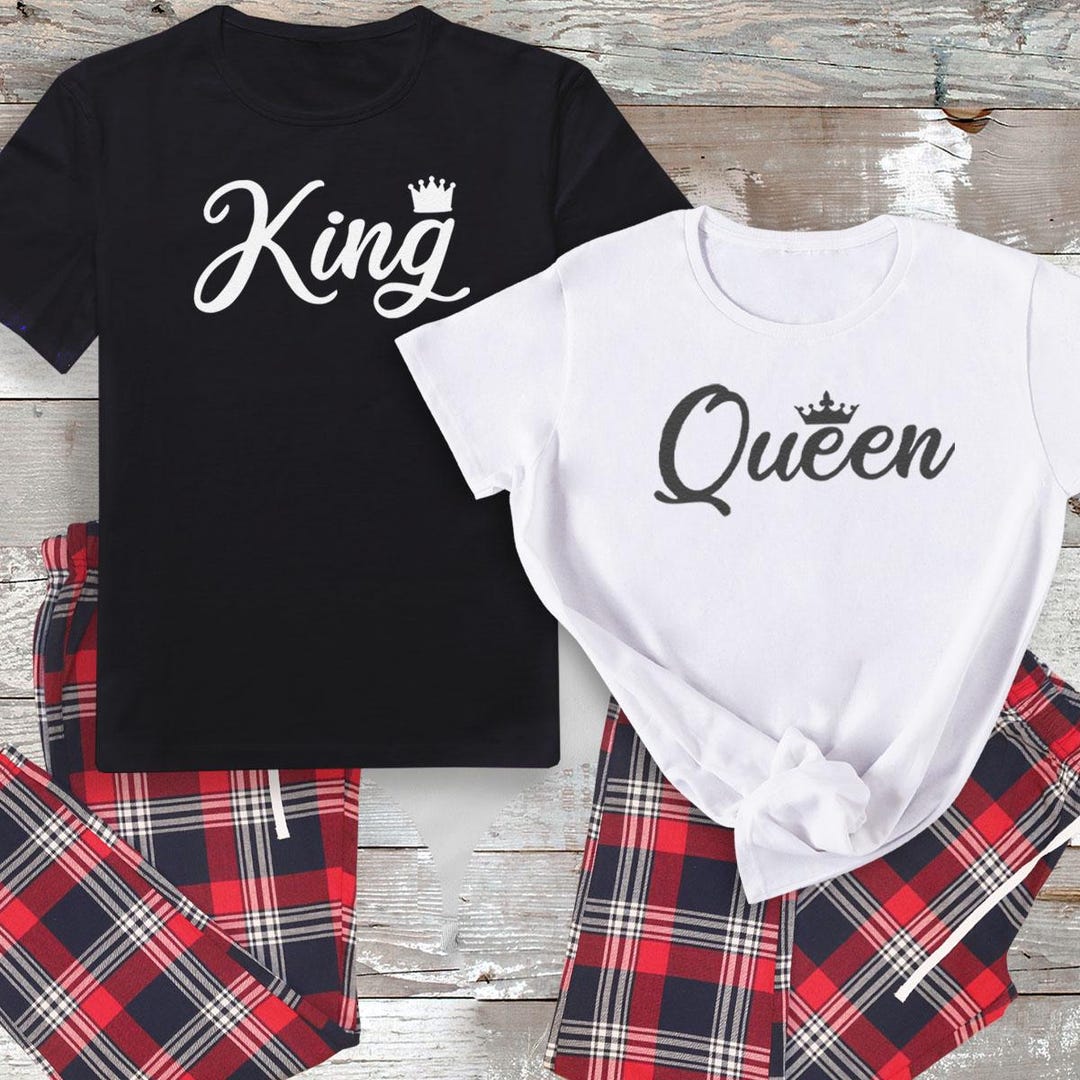 King & Queen Matching Pyjamas - Couples Pyjama Set, Couple Matching ...