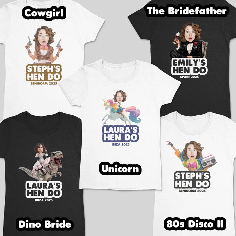 Personalised Photo FACE Hen Do Party T-shirts, Last Night of Freedom ...