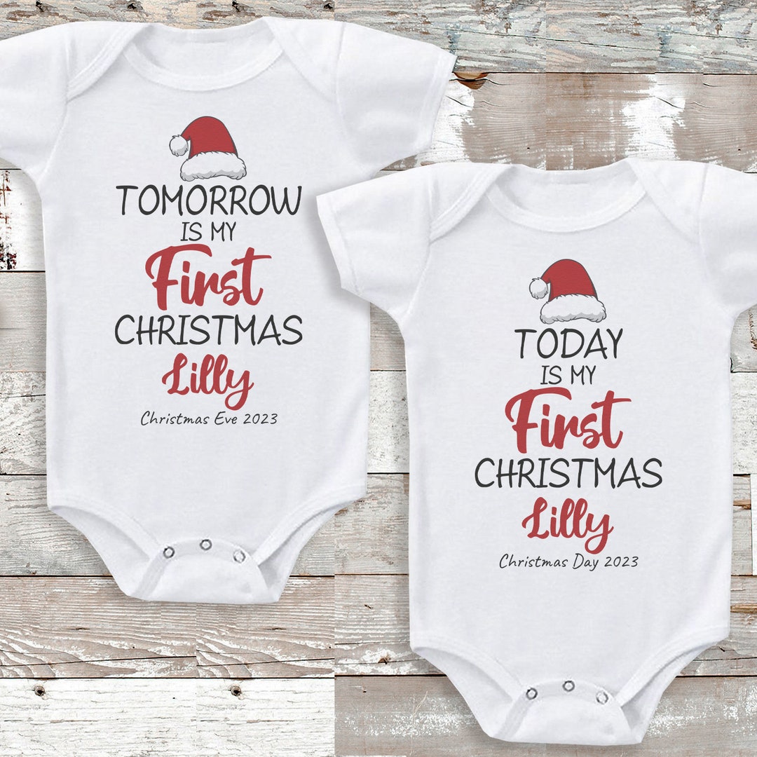 PERSONALISED Christmas Eve & Christmas Day Baby First Christmas 1st ...