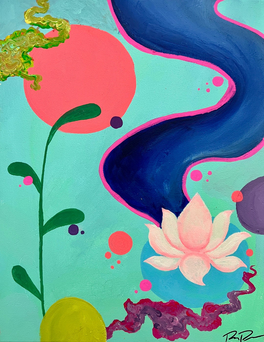 Abstract Lotus Print Etsy