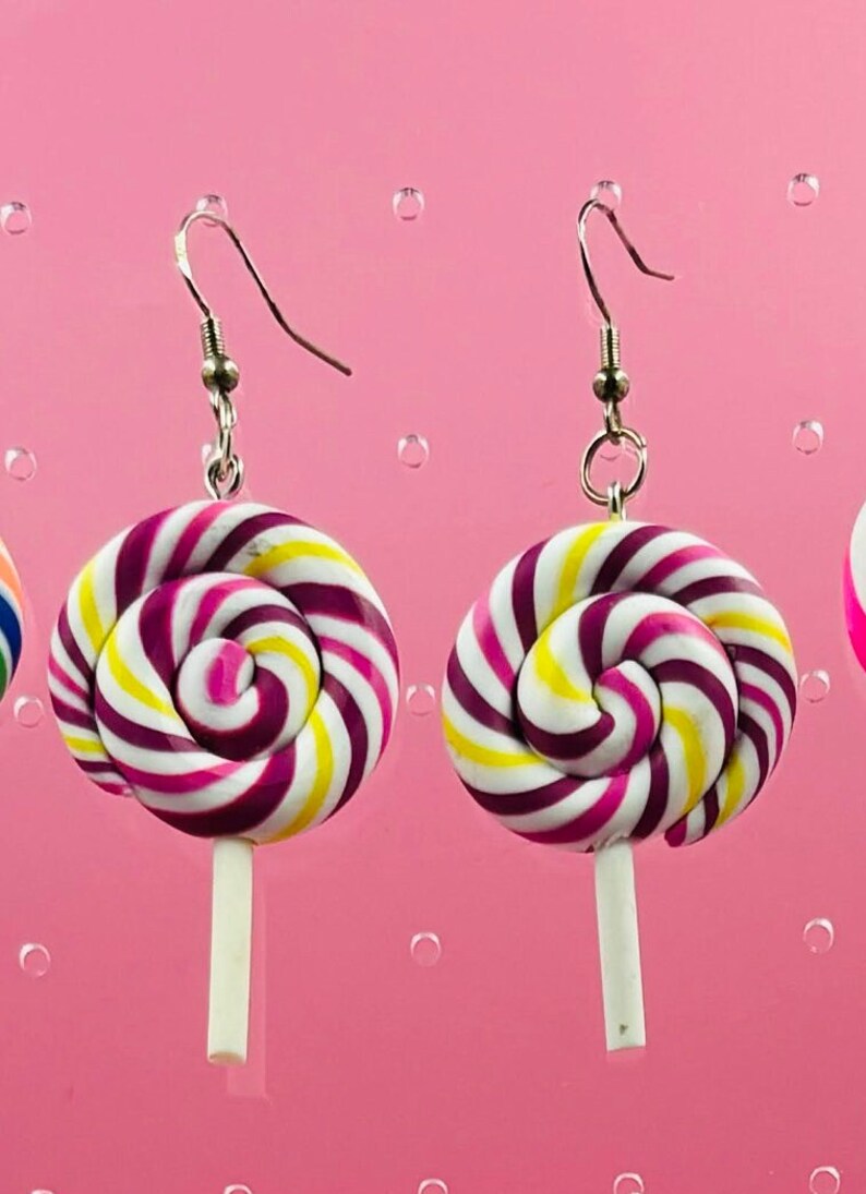 Lollipop Earrings, Swirl Lollipops, Candy Earrings, Kid Earrings, Fun ...