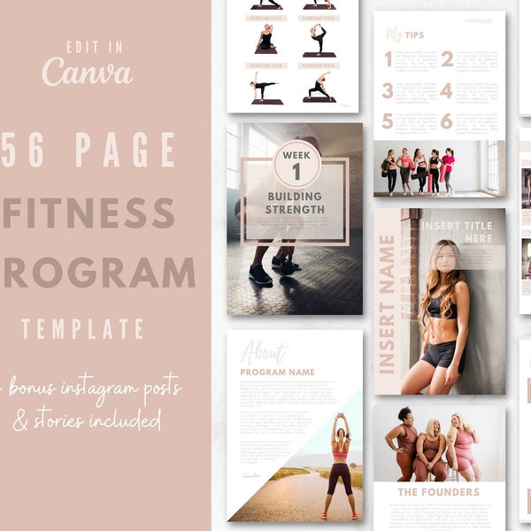 Fitness Program Template Canva - Etsy