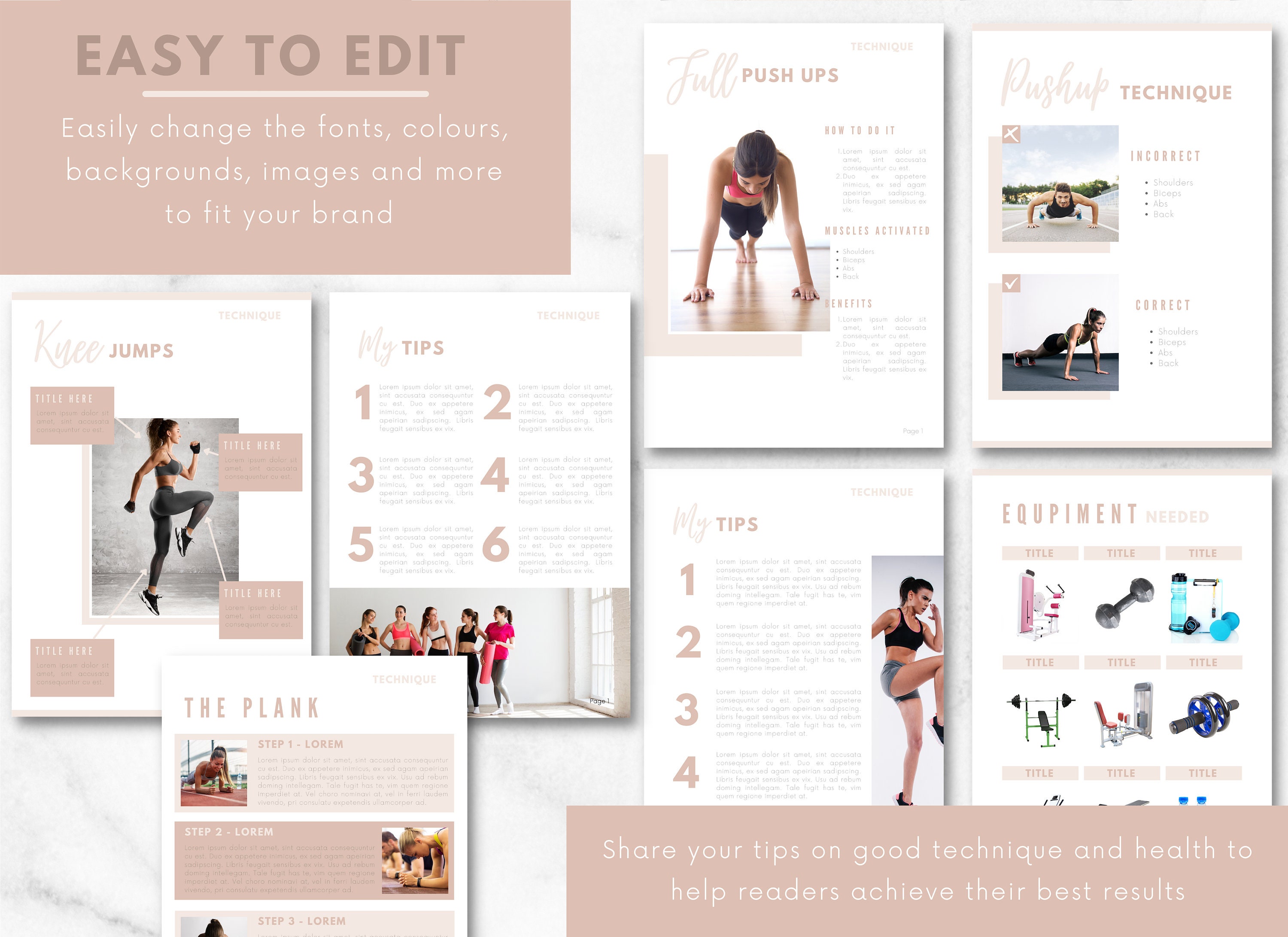 Fitness Ebook Template Fitness Program Planner Nutritionist | Etsy