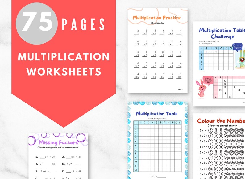 Multiplication Worksheets, Times Tables Practice, Math Drills, Instant ...