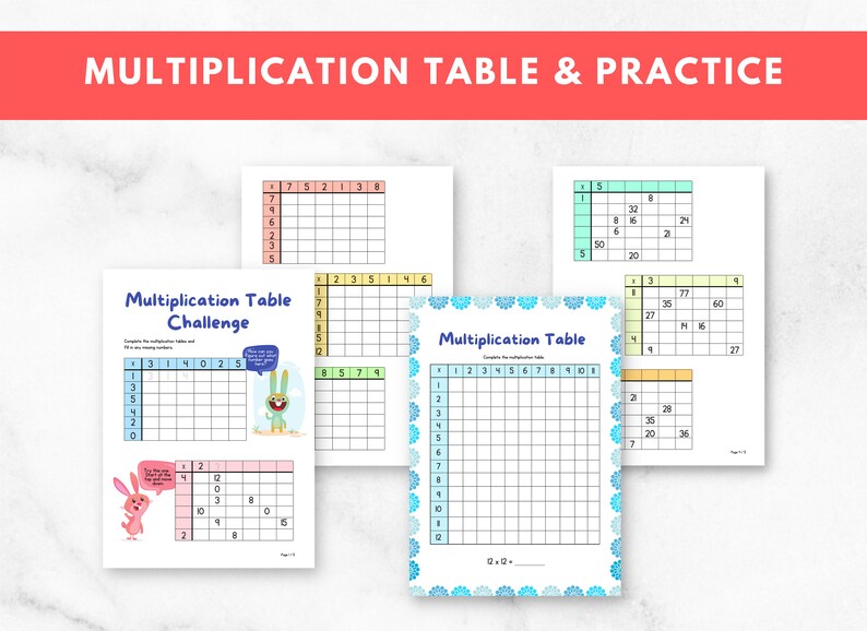 Multiplication Worksheets, Times Tables Practice, Math Drills, Instant ...