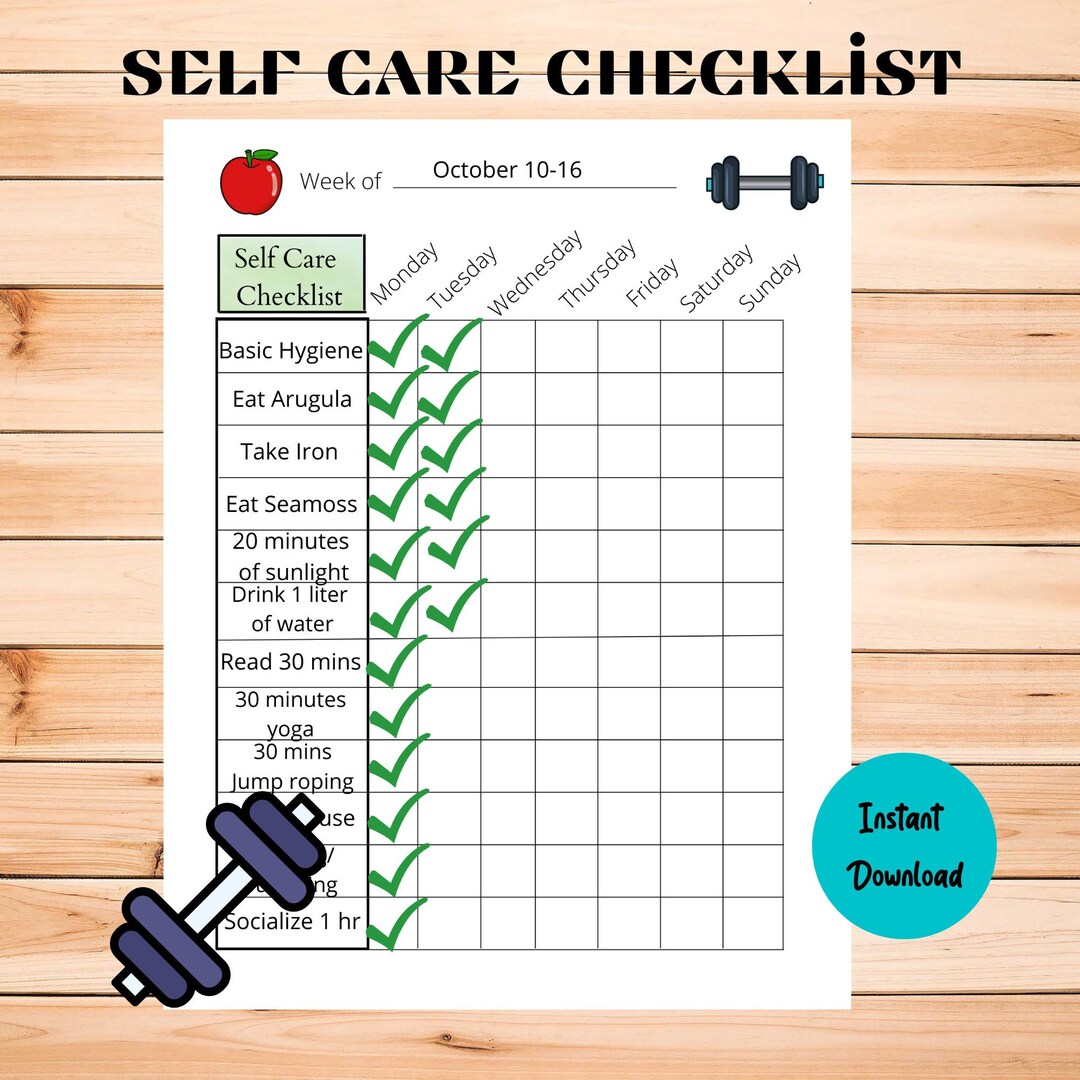 Self Care Checklist, Self Care Printable, Self Care Tracker, Self Care ...