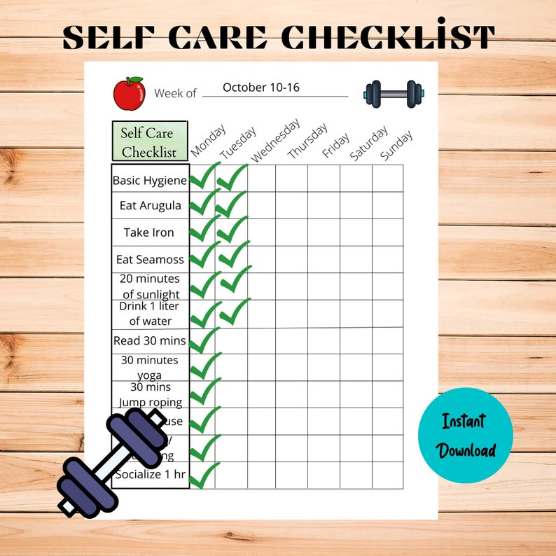 Self Care Checklist, Self Care Printable, Self Care Tracker, Self Care ...