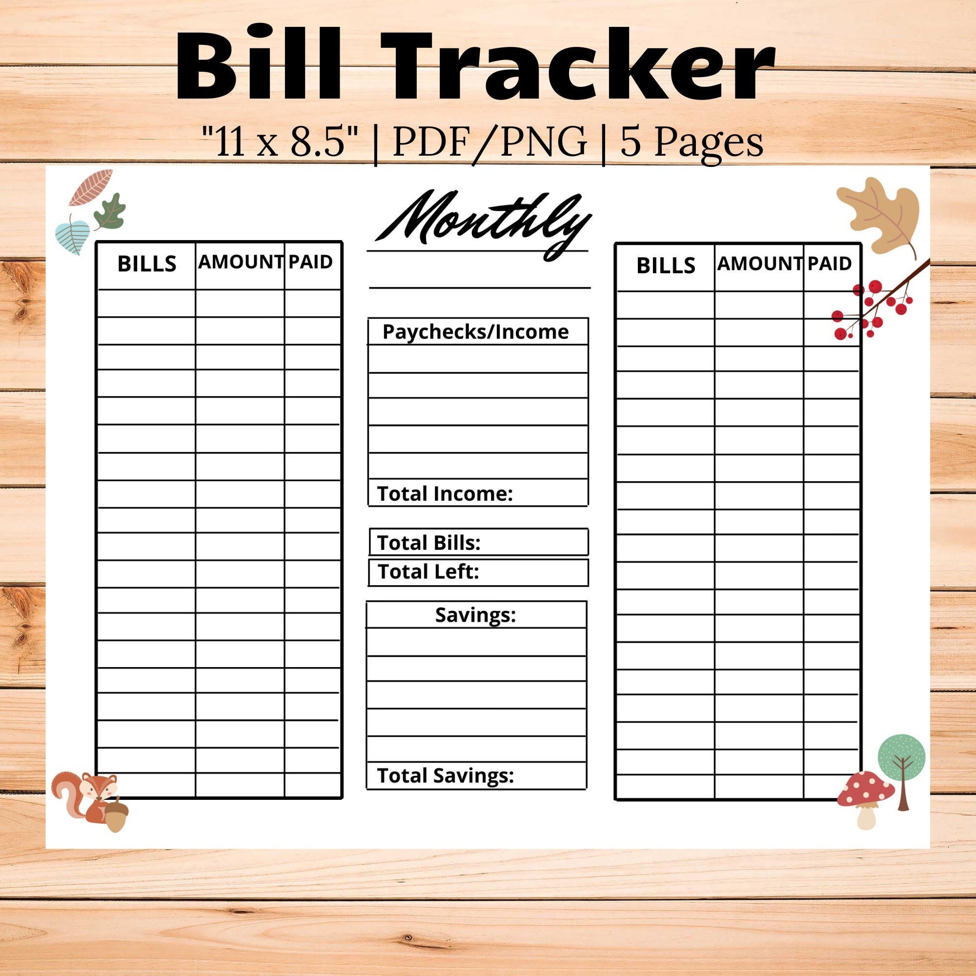 Monthly Subscription Tracker, Bill Tracker Printable, Bill Planner ...