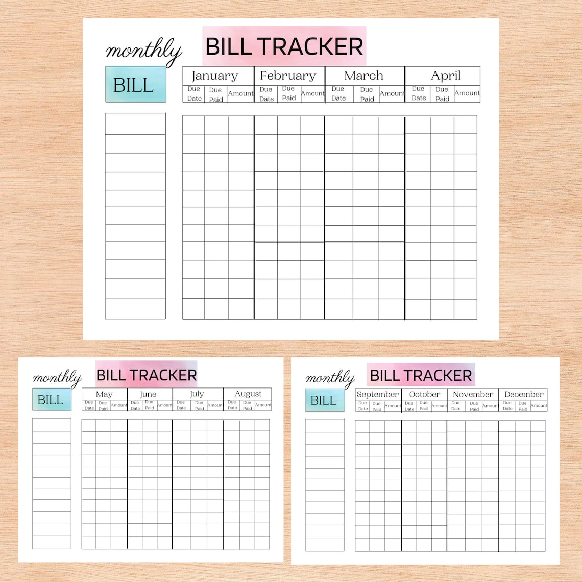 Bill Tracker Printable, Bill Tracker PDF, Monthly Budget Template ...