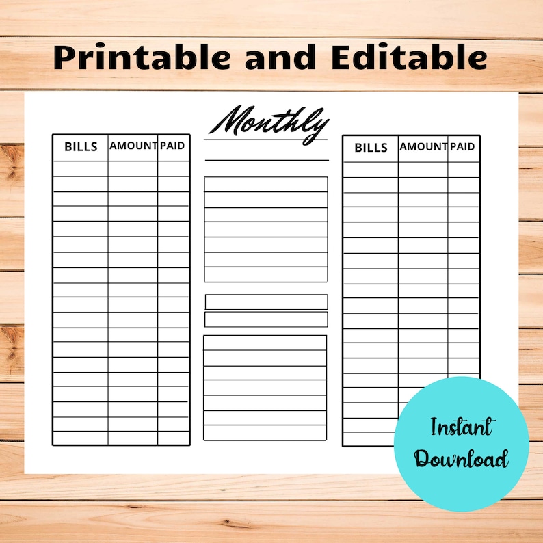 Monthly Subscription Tracker, Bill Tracker Printable, Bill Planner ...