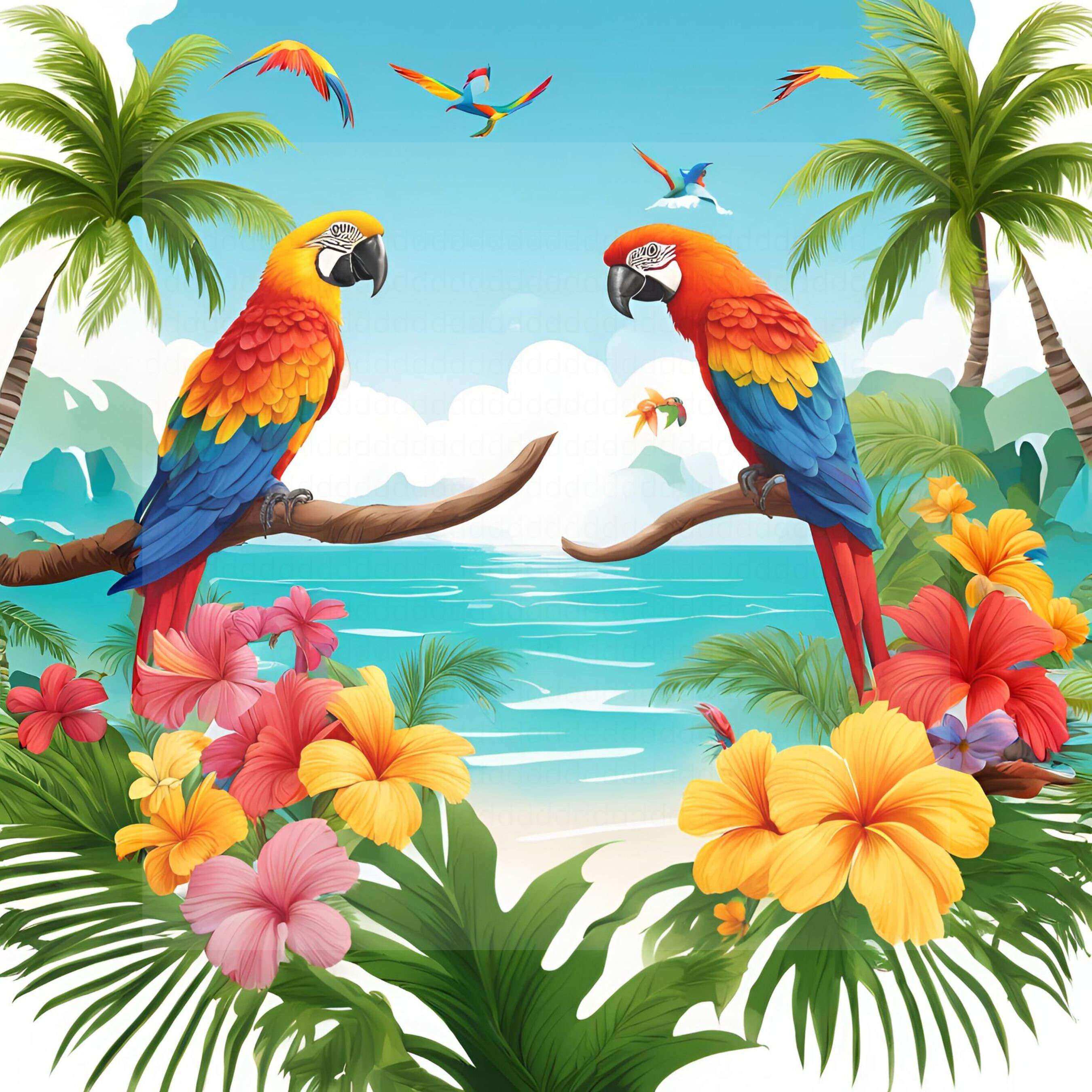 10 Paradise Island Clip Art, Printable Clipart, Jpg, Digital Download ...