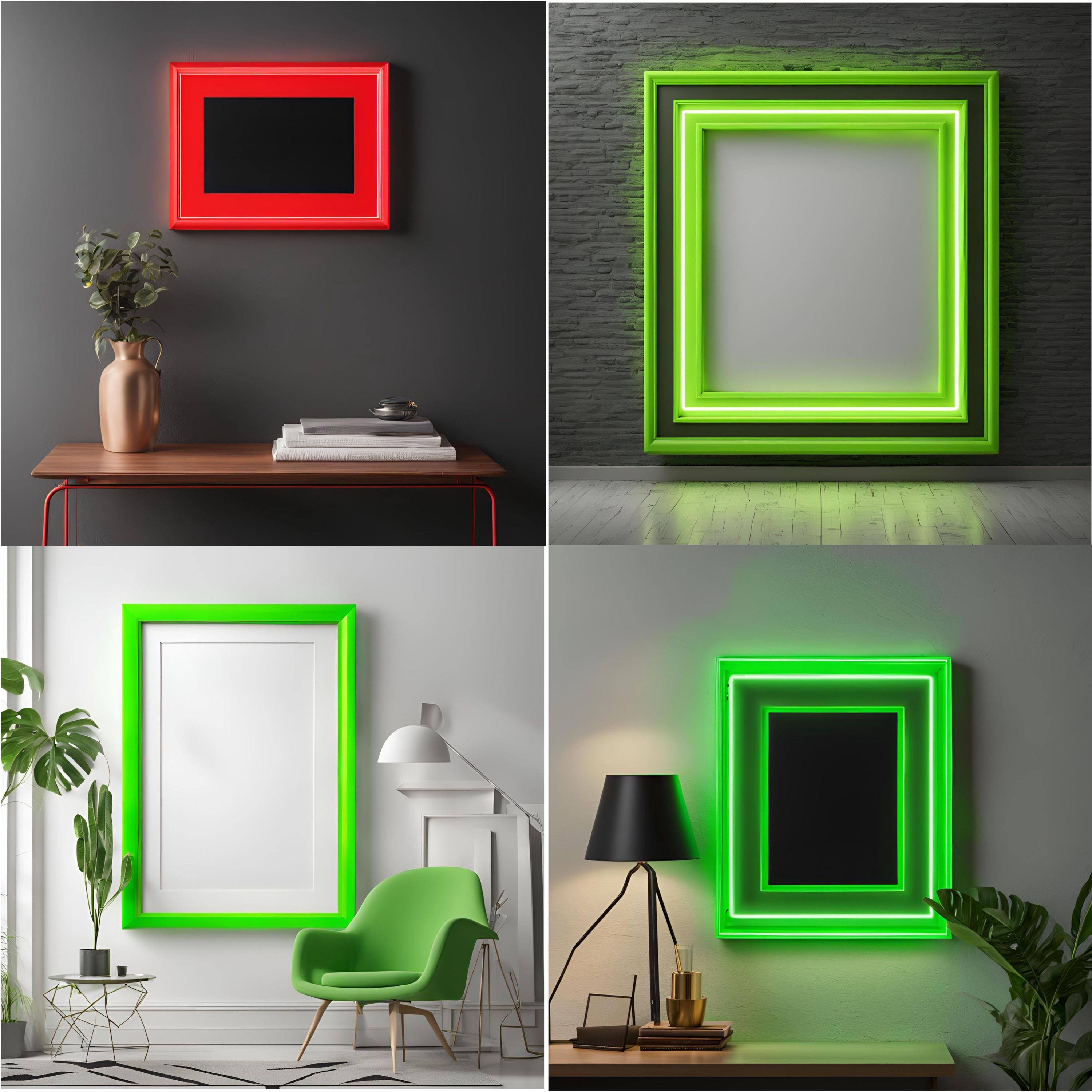 16 Neon Picture Frame Mockup Bundle, Jpeg, Digital Download, Interior ...