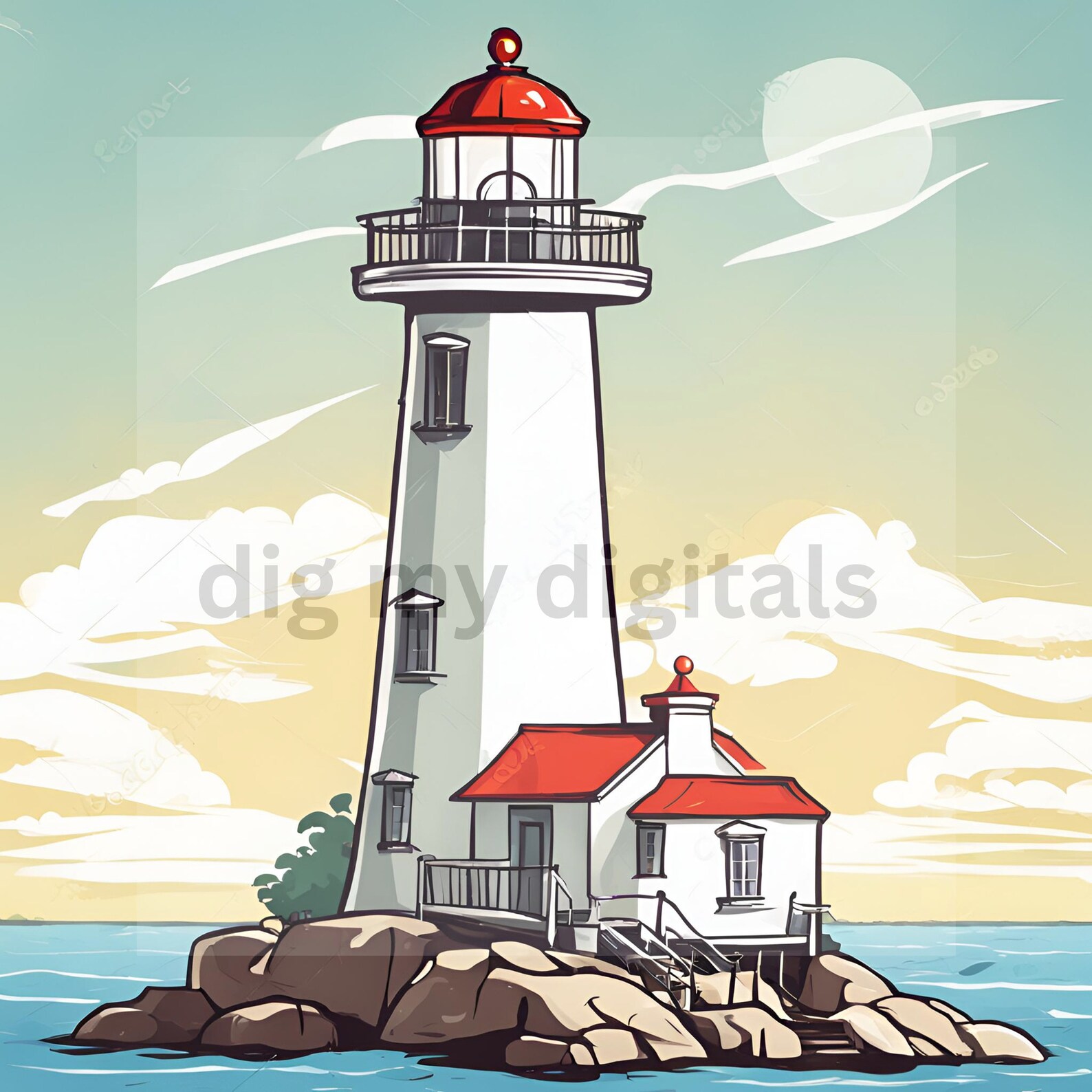 10 Lighthouse Clip Art, Printable Clipart, Jpg, Digital Download ...