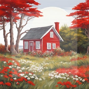 10 Red Cottage Clip Art, Printable Clipart, Jpg, Digital Download ...