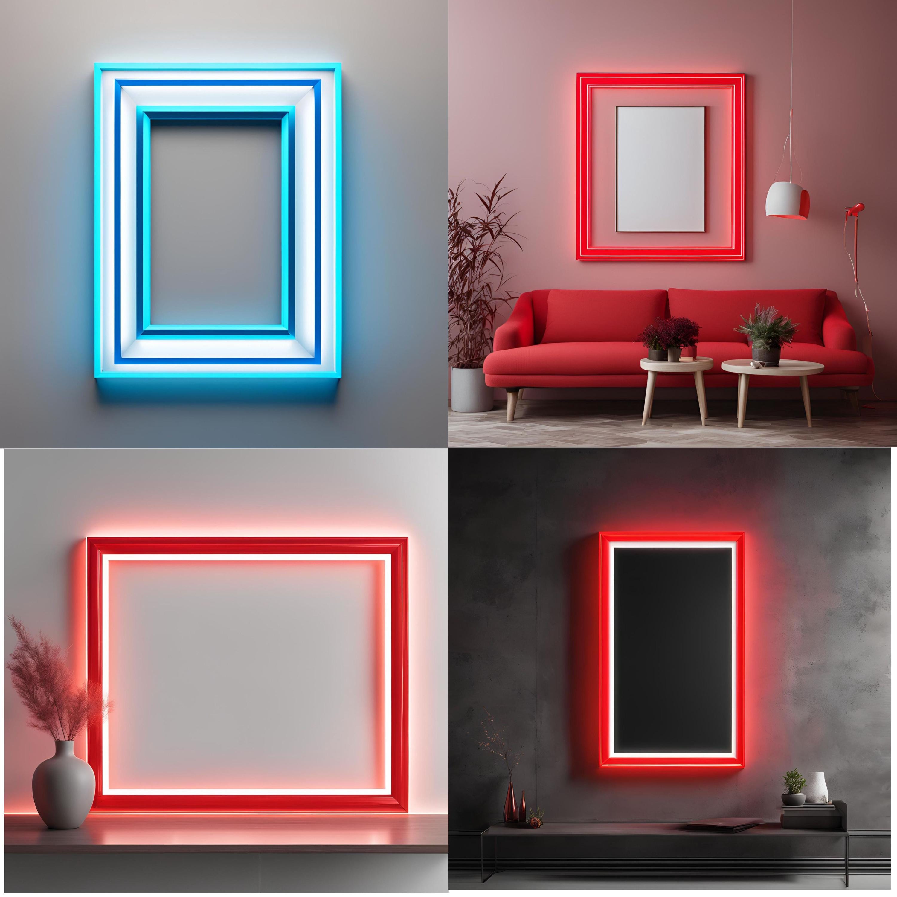 16 Neon Picture Frame Mockup Bundle, Jpeg, Digital Download, Interior ...