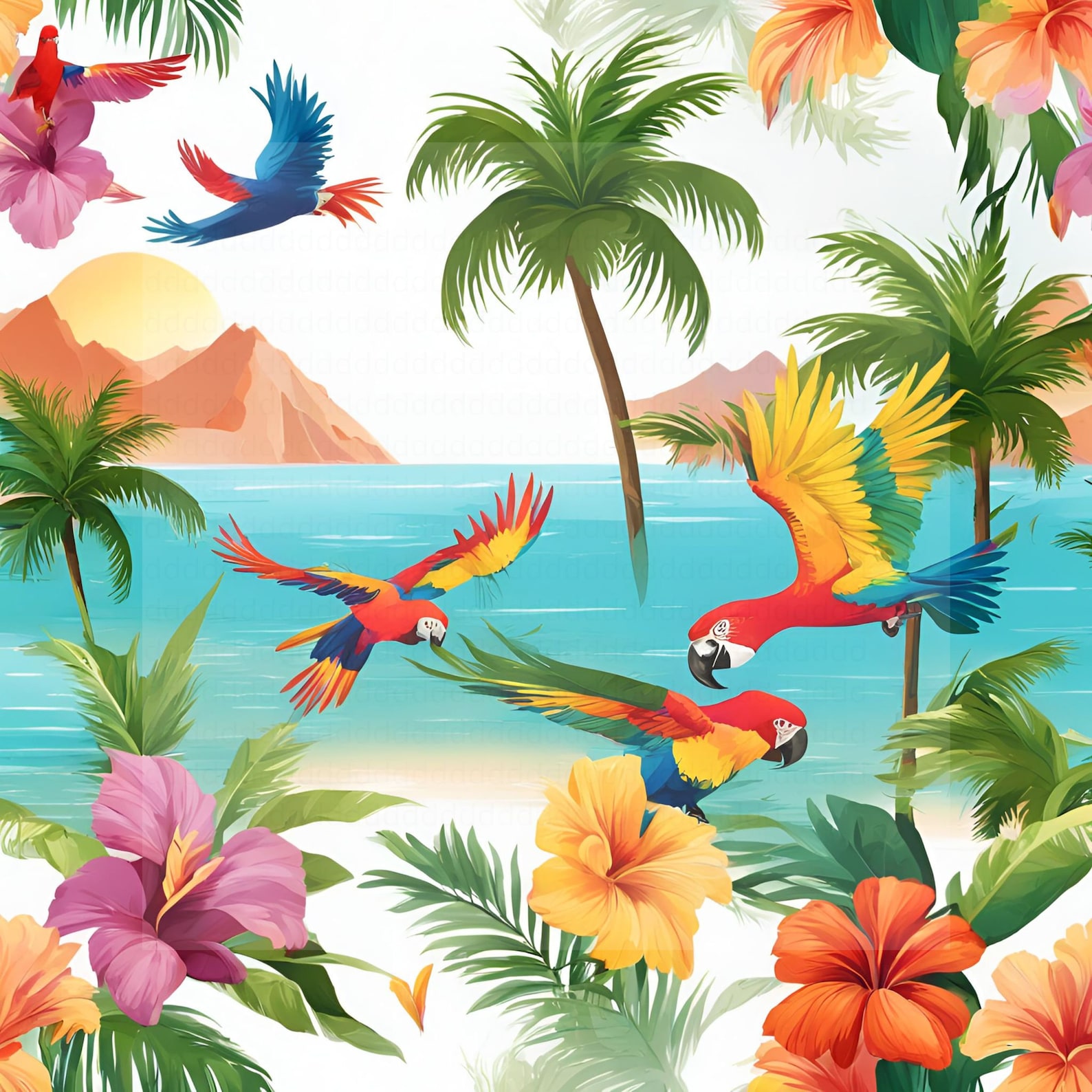 10 Paradise Island Clip Art, Printable Clipart, Jpg, Digital Download ...