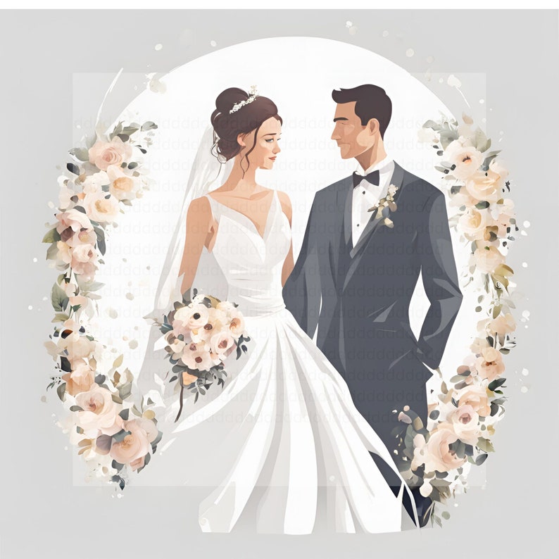 10 Bride and Groom Clip Art, Printable Clipart, Jpg, Digital Download ...