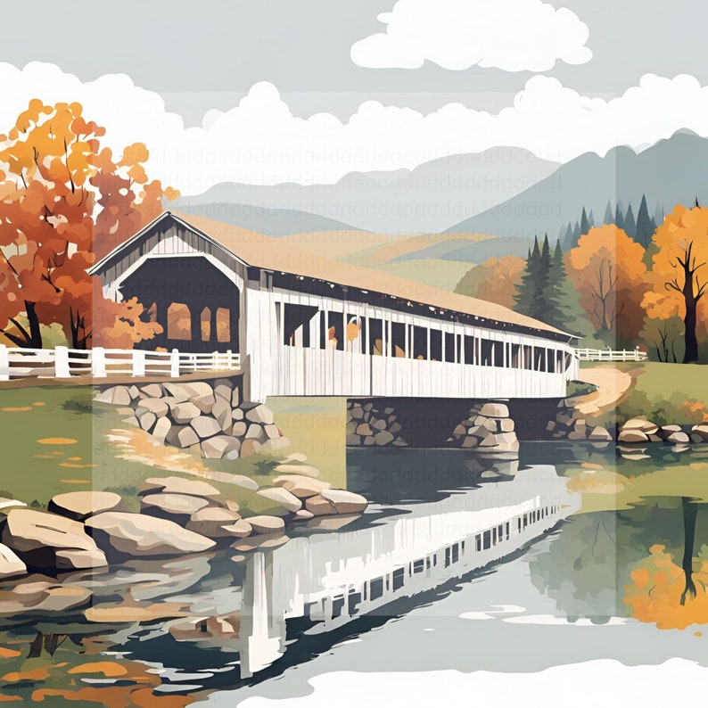 10 Covered Bridge Clip Art, Printable Clipart, Jpg, Digital Download ...