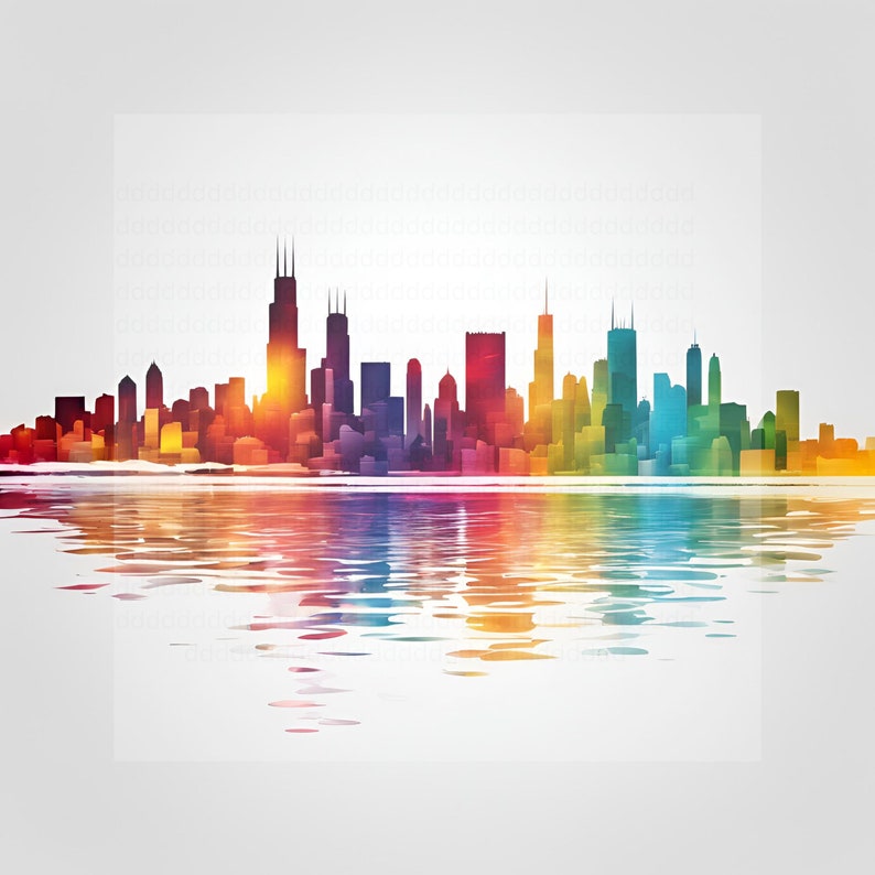 10 Chicago Skyline Clip Art, Printable Clipart, Jpg, Digital Download, Scrapbooking, Paper ...