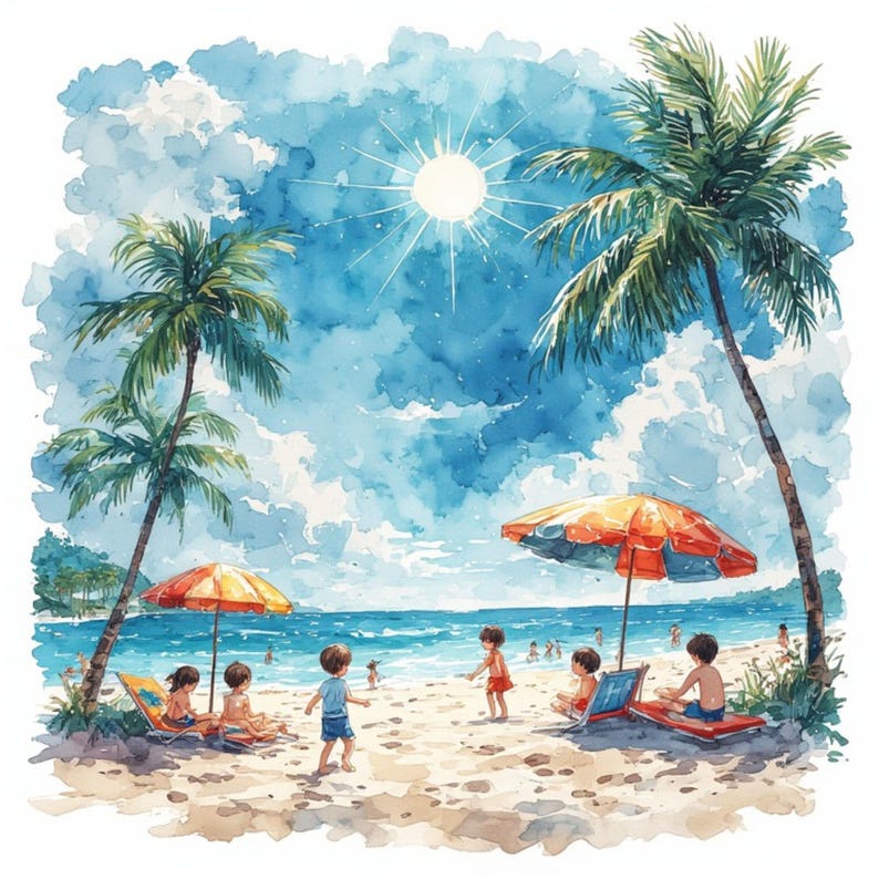 12 Children Playing on the Beach Clip Art Downloads, Digital, Jpg - Etsy
