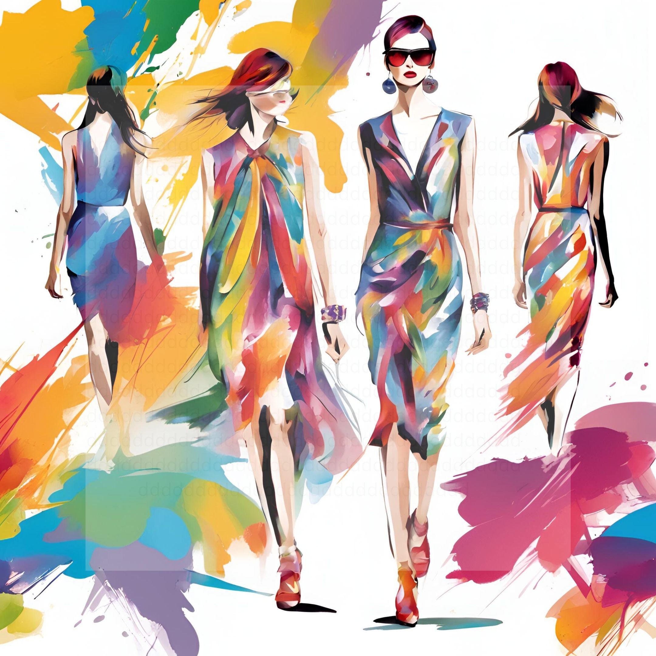 10 Fashion Model Clip Art, Printable Clipart, Jpg, Digital Download ...