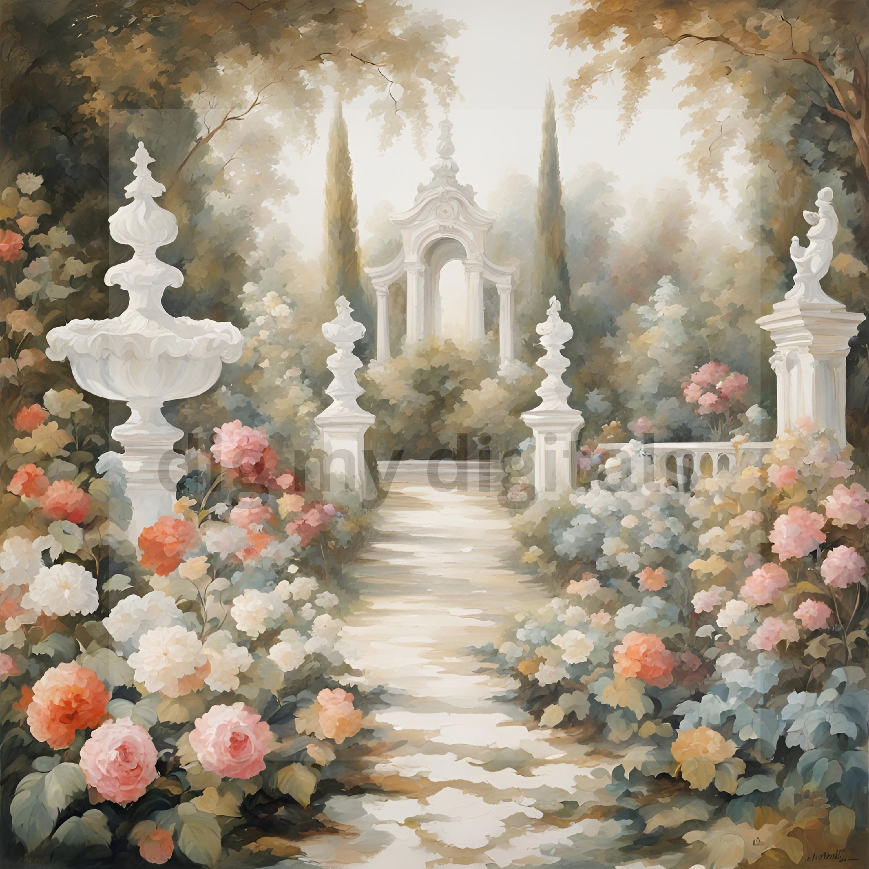 10 Rococo Garden Clip Art, Printable Clipart, Jpg, Digital Download ...